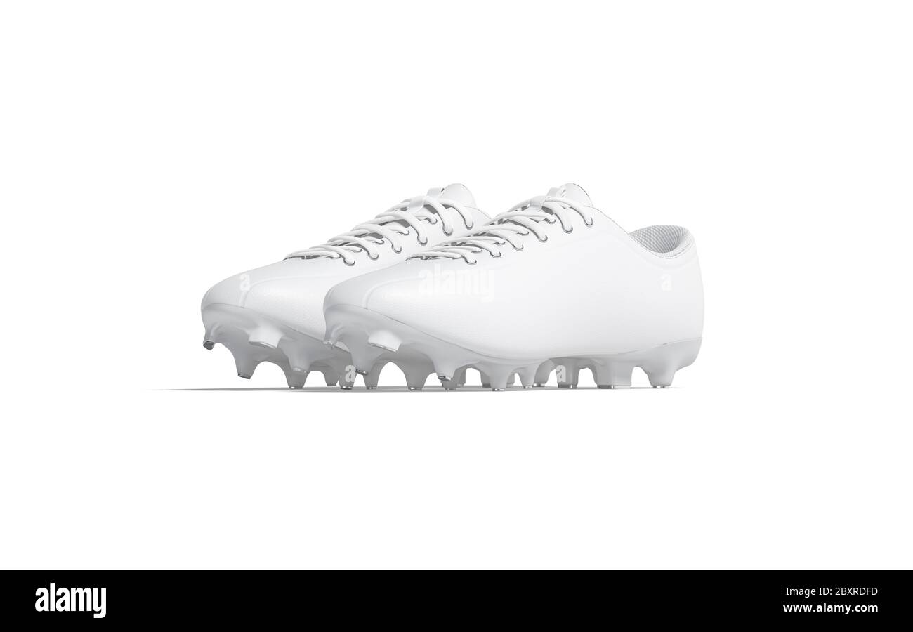 Blank white soccer boots pair with rubber cleats mockup, isolated Stock ...