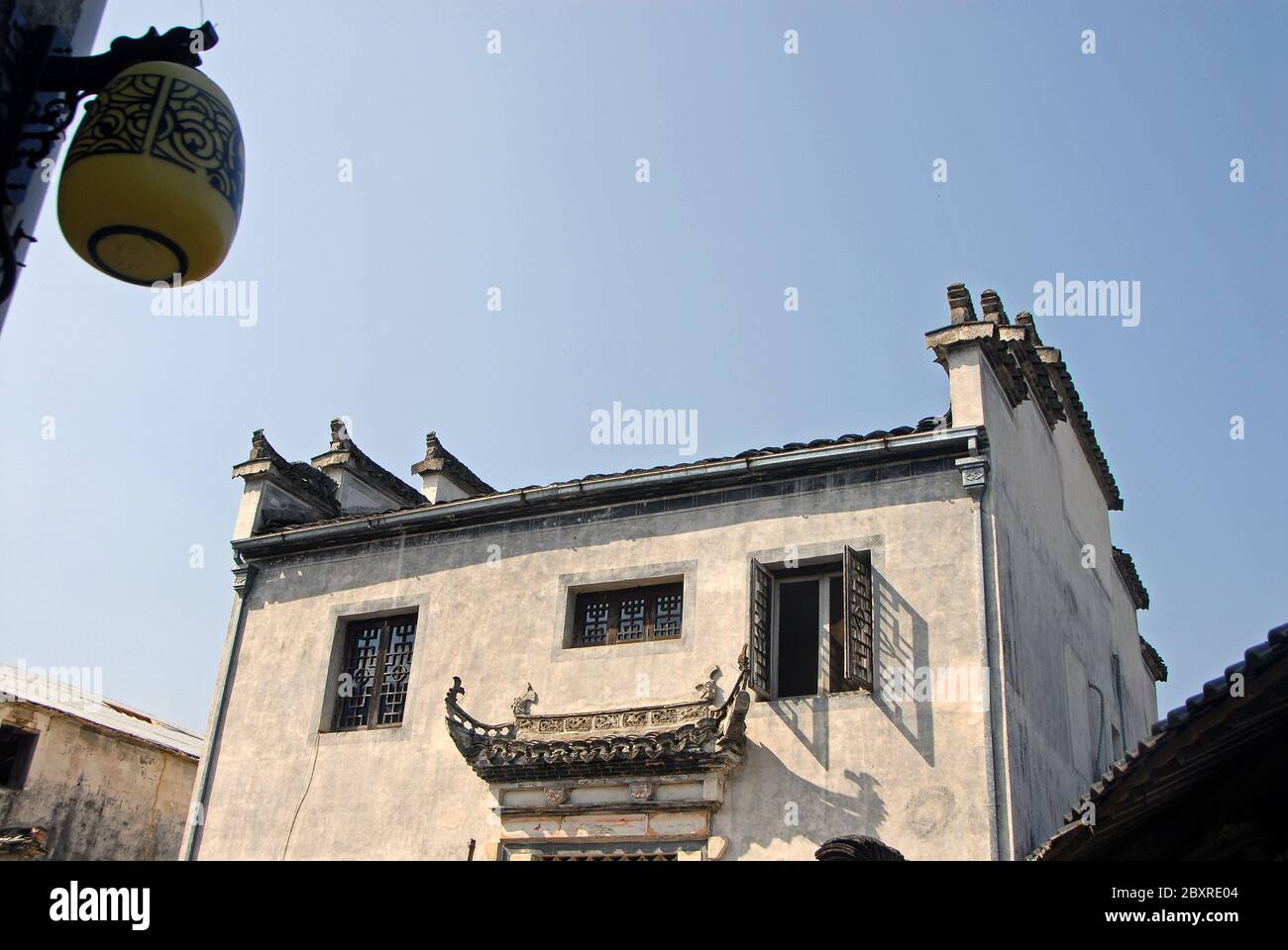 Xidi Ancient Town in Anhui Province, China. A house in a quiet street ...