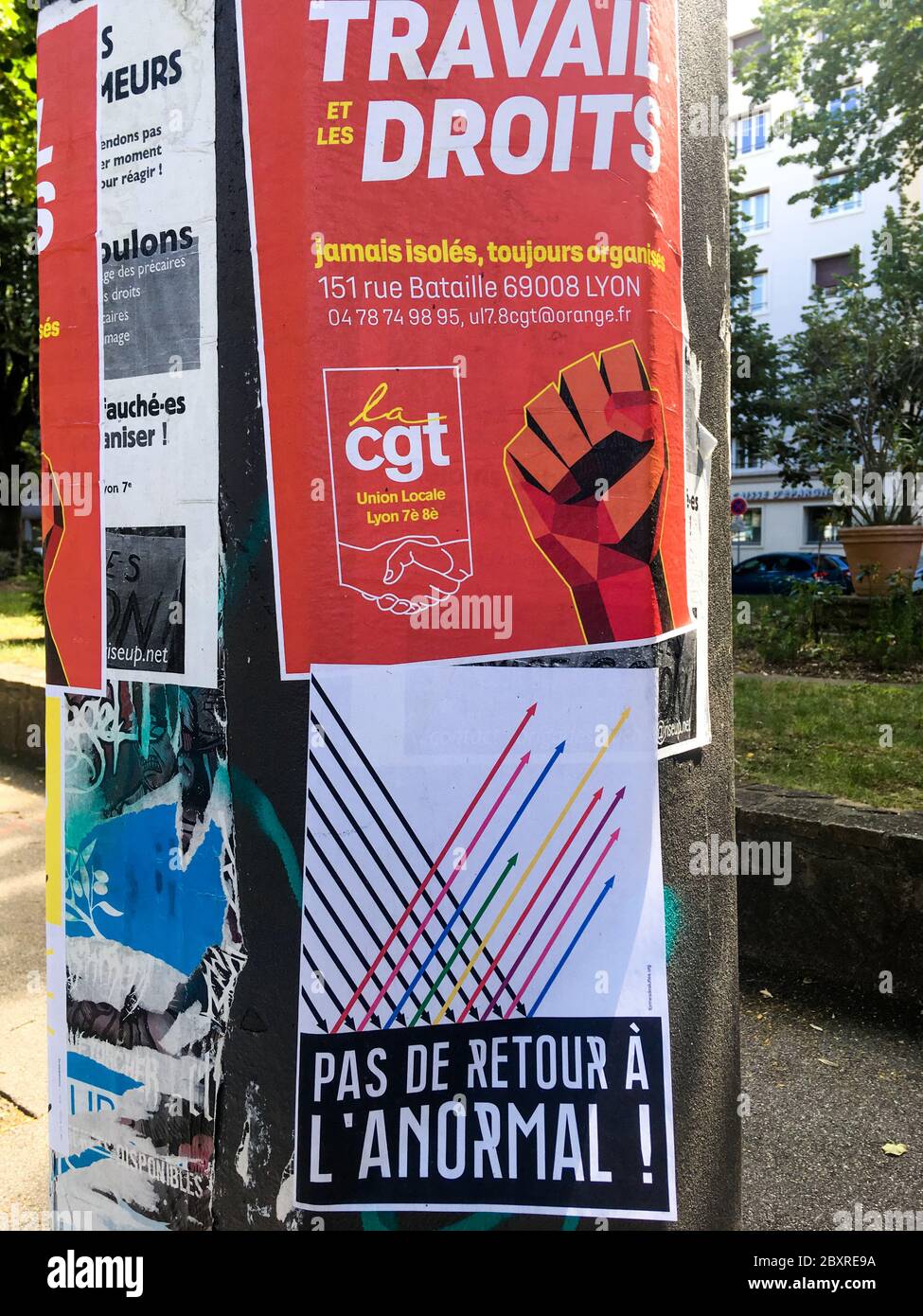 CGT Political poster, Lyon, France Stock Photo - Alamy