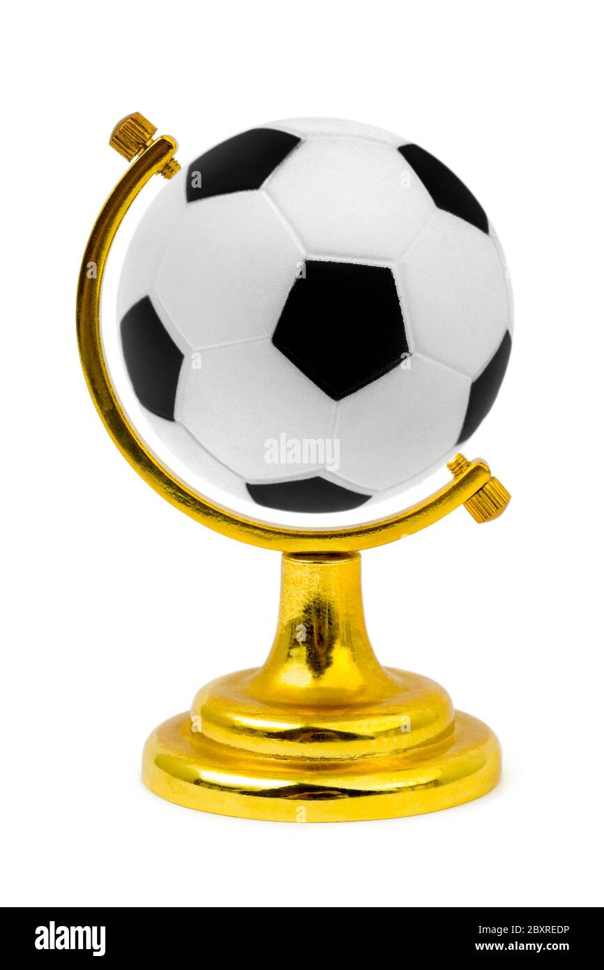 Soccer ball like a globe isolated on white background Stock Photo - Alamy