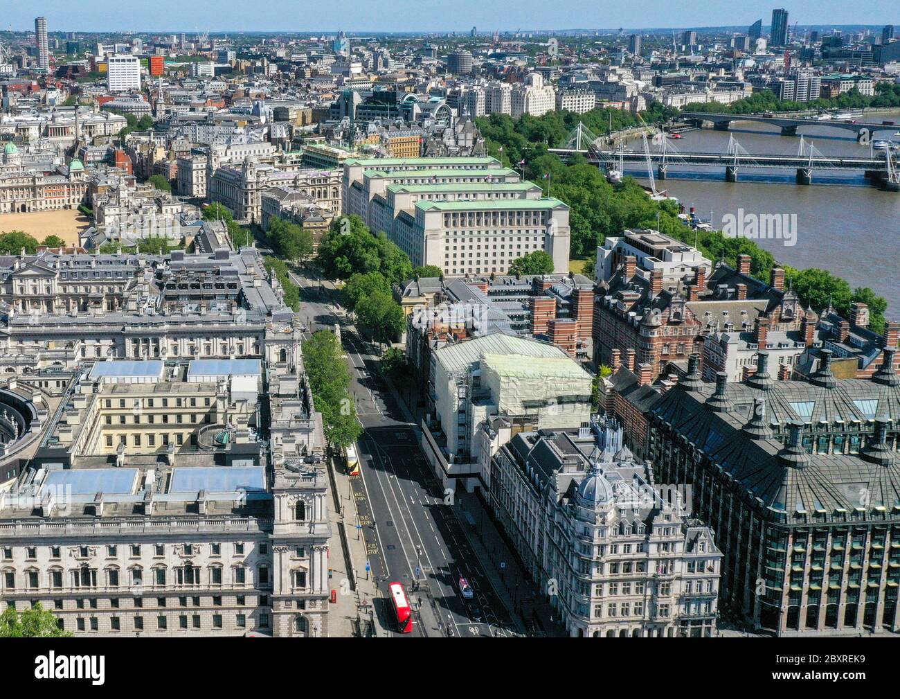 An aerial view of Parliament Square, London, with the Sir Winston ...