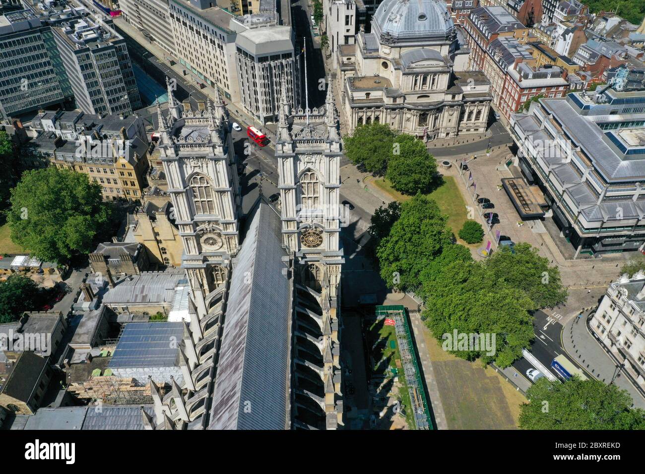 An aerial view of London, at the junction of Victoria Street and ...