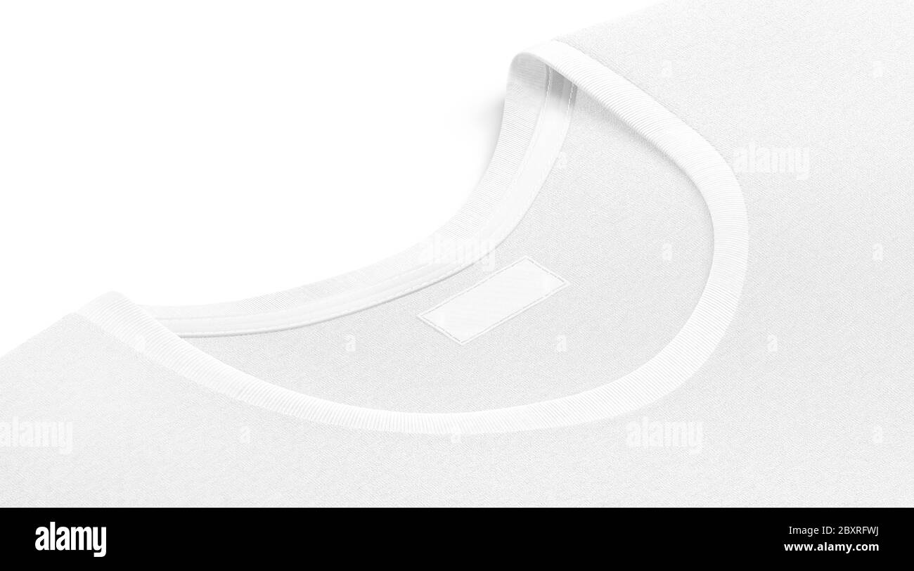 Blank white t-shirt collar with rectangular label mockup Stock Photo ...