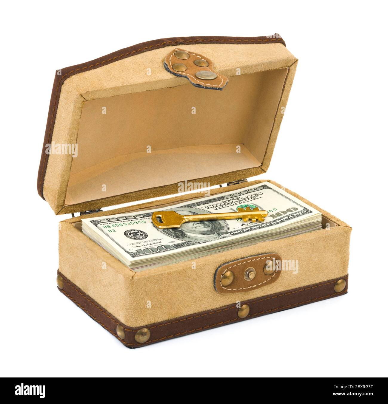 Money and key in box Stock Photo - Alamy