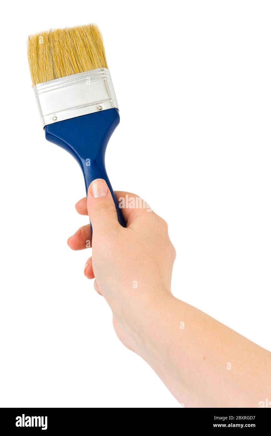 Hand with brush Stock Photo - Alamy