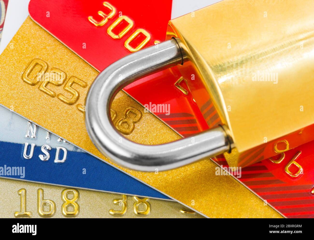 Credit cards and lock Stock Photo - Alamy