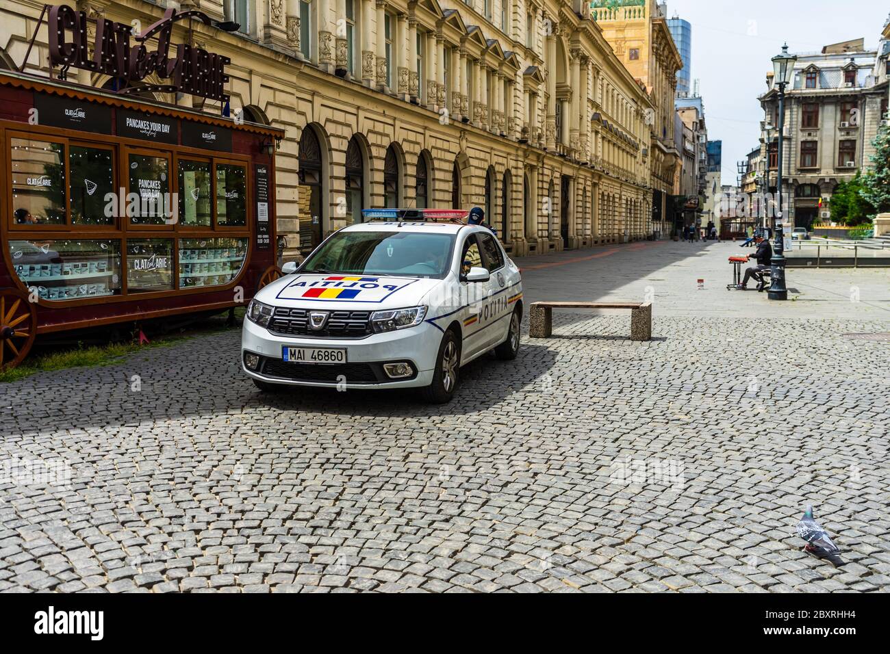Romanian police (Politia) car patrolling streets of Old Town in ...