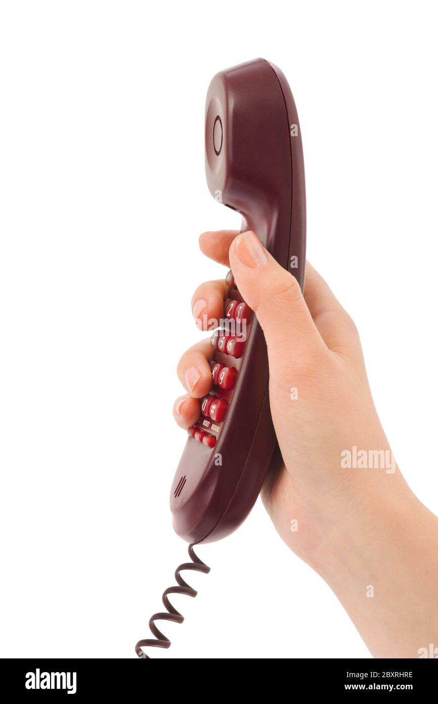 Telephone in hand Stock Photo - Alamy
