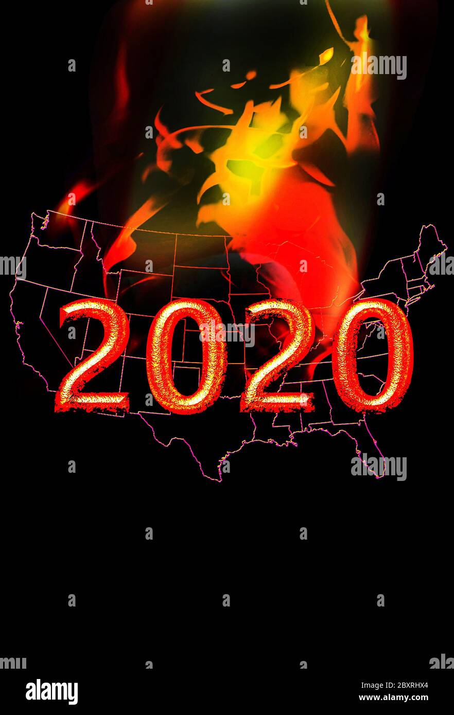 United Staes of America on fire and burning Stock Photo - Alamy