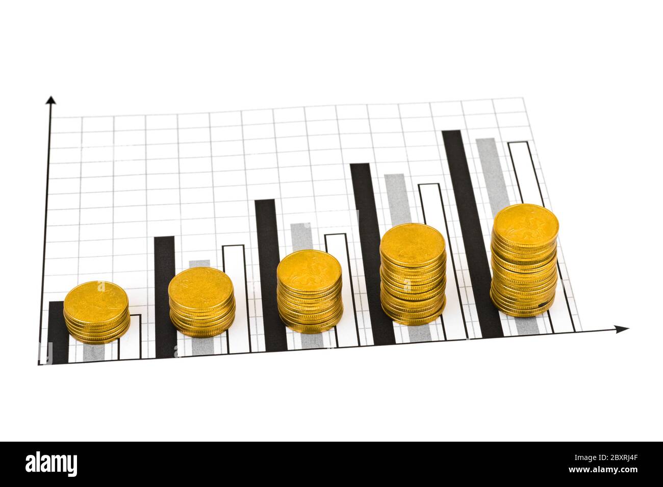 Coins and diagram Stock Photo - Alamy