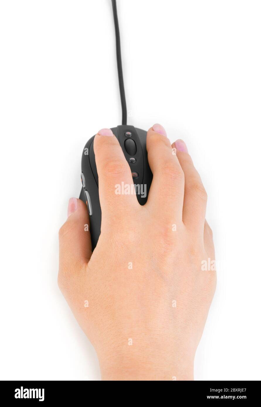 Hand and computer mouse Stock Photo - Alamy