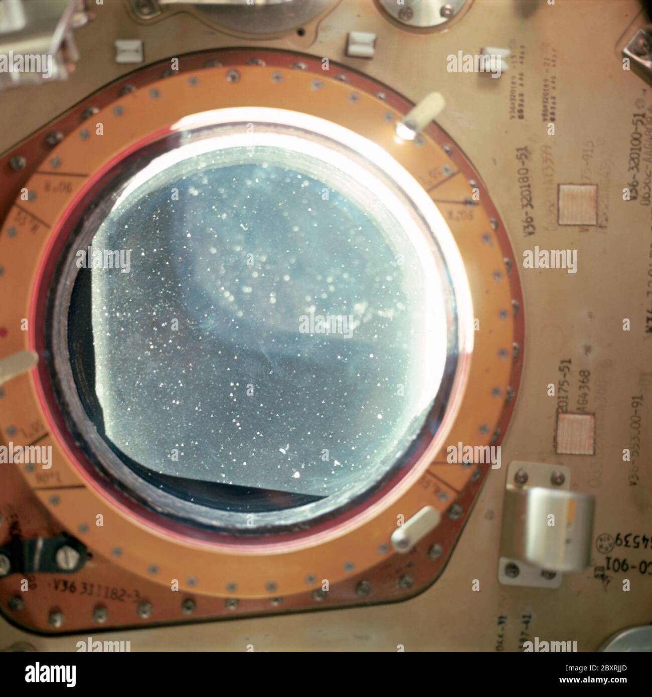 AS09-21-3279 - Apollo 9 - Apollo 9 Mission image - Docking Hatch Window ...