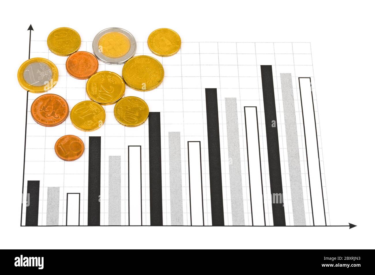 Coins and diagram Stock Photo - Alamy