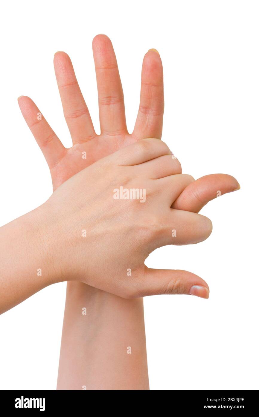 Human profile made of hands Stock Photo - Alamy