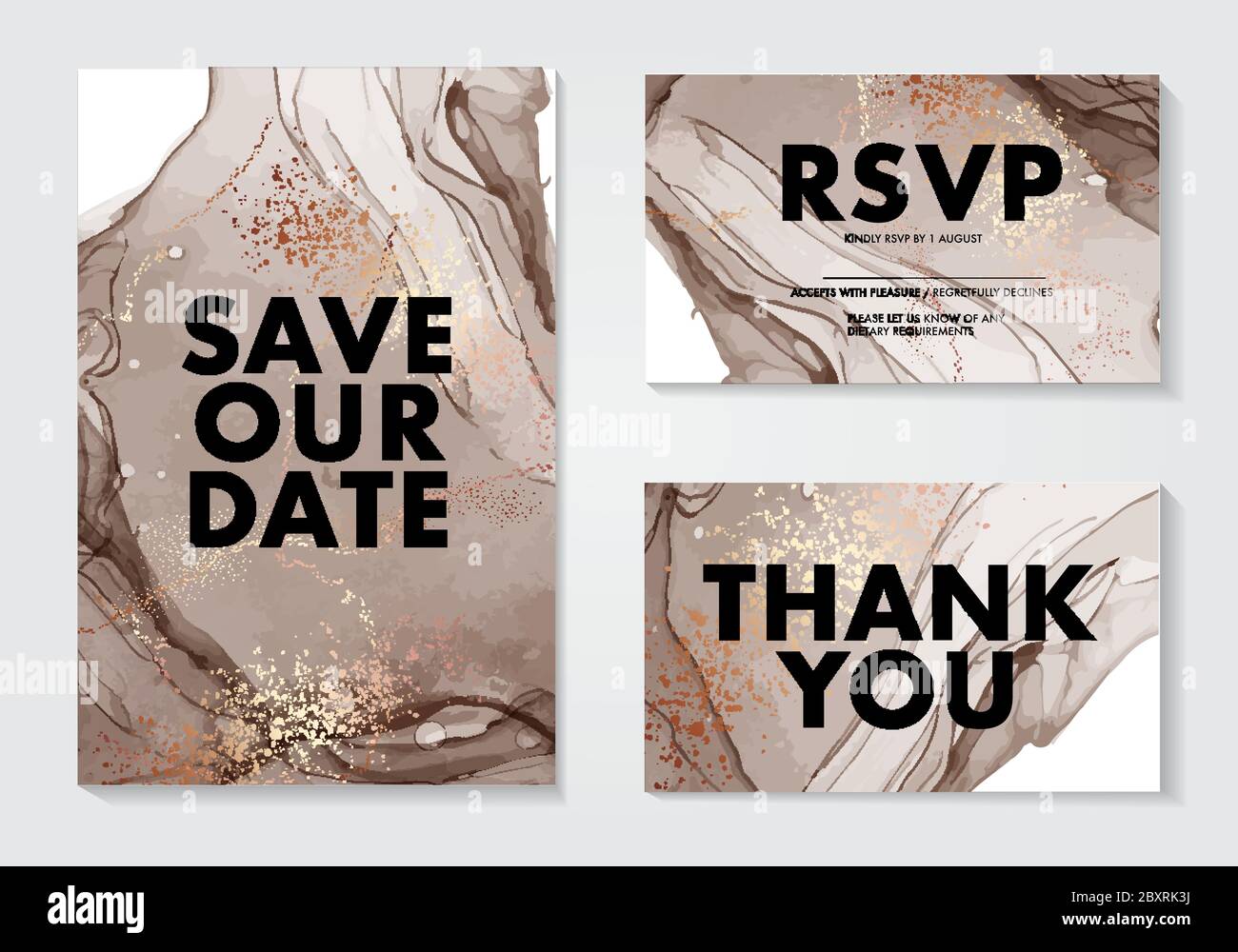 Realistic alcohol ink digital rsvp design, wedding invitation card for bridal party, birthday ...