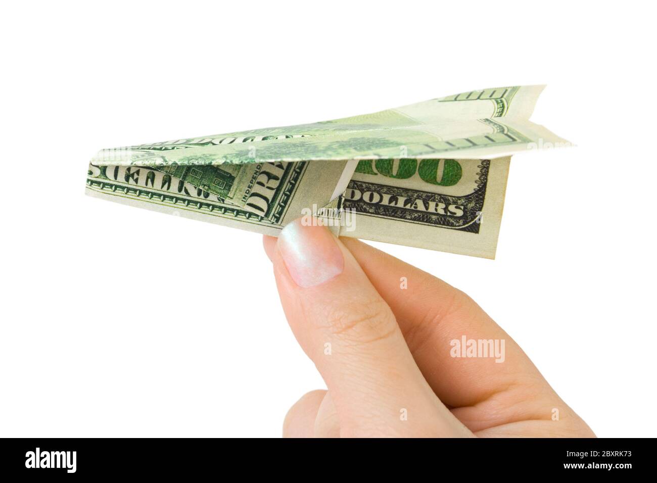 Hand and money plane Stock Photo - Alamy
