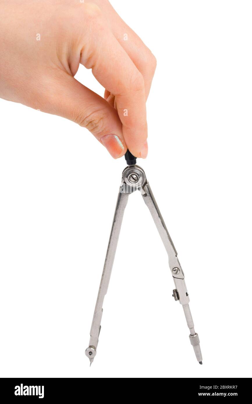 Hand with compass Stock Photo - Alamy