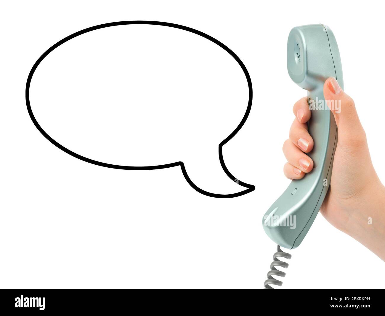 Blue line speech bubble phone Cut Out Stock Images & Pictures - Alamy