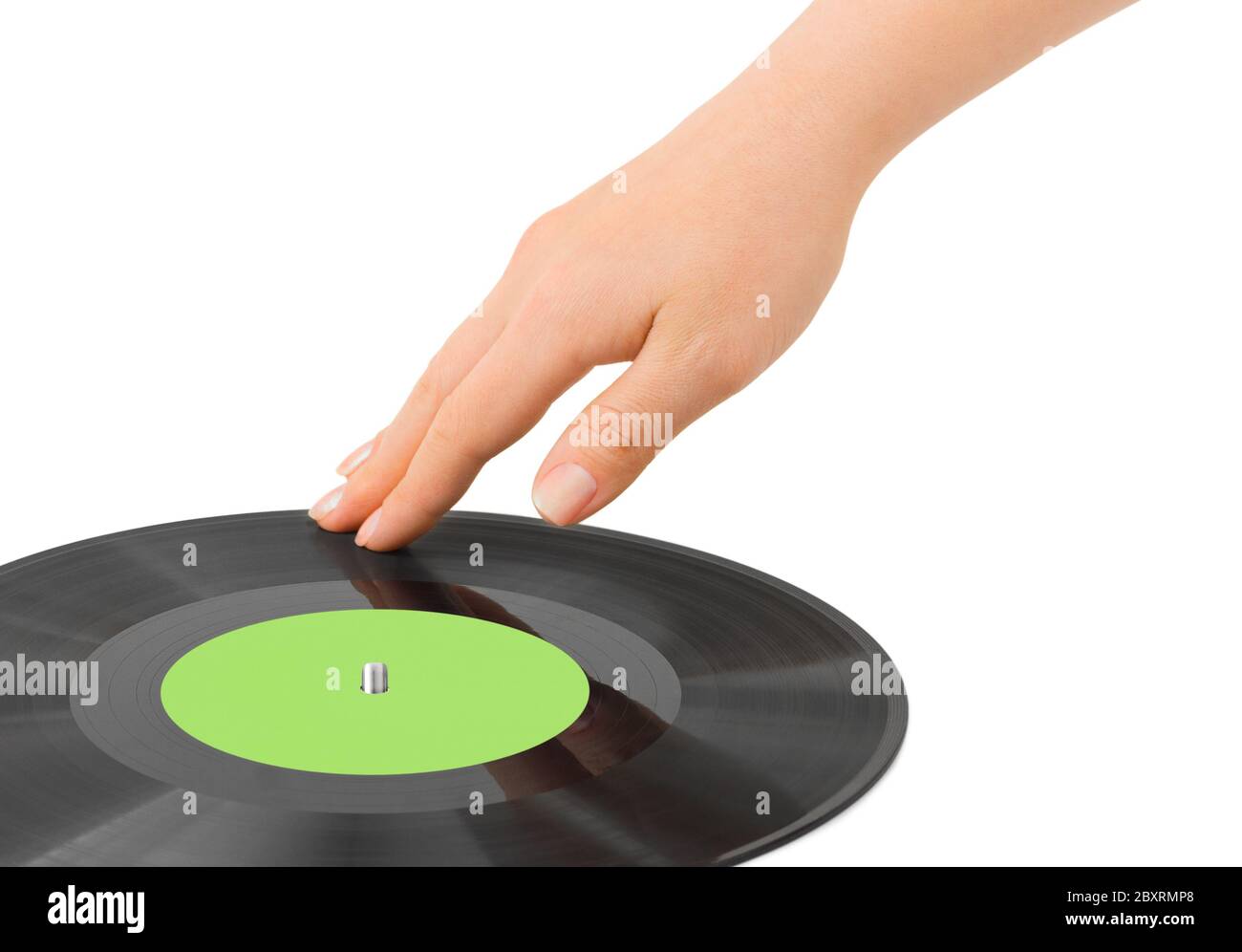 DJ hand and disk Stock Photo - Alamy