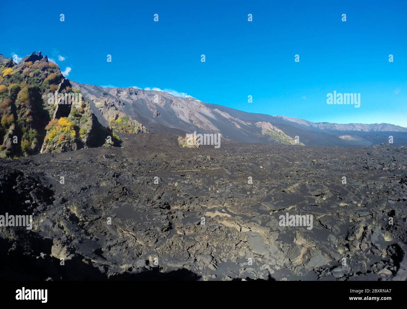 Etna landscape detail of the Bove Valley and magmatic dike during sunny ...