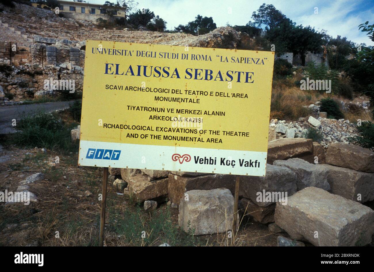Ancient Roman town of Elaiussa Sebaste - excavation sign pictured in ...