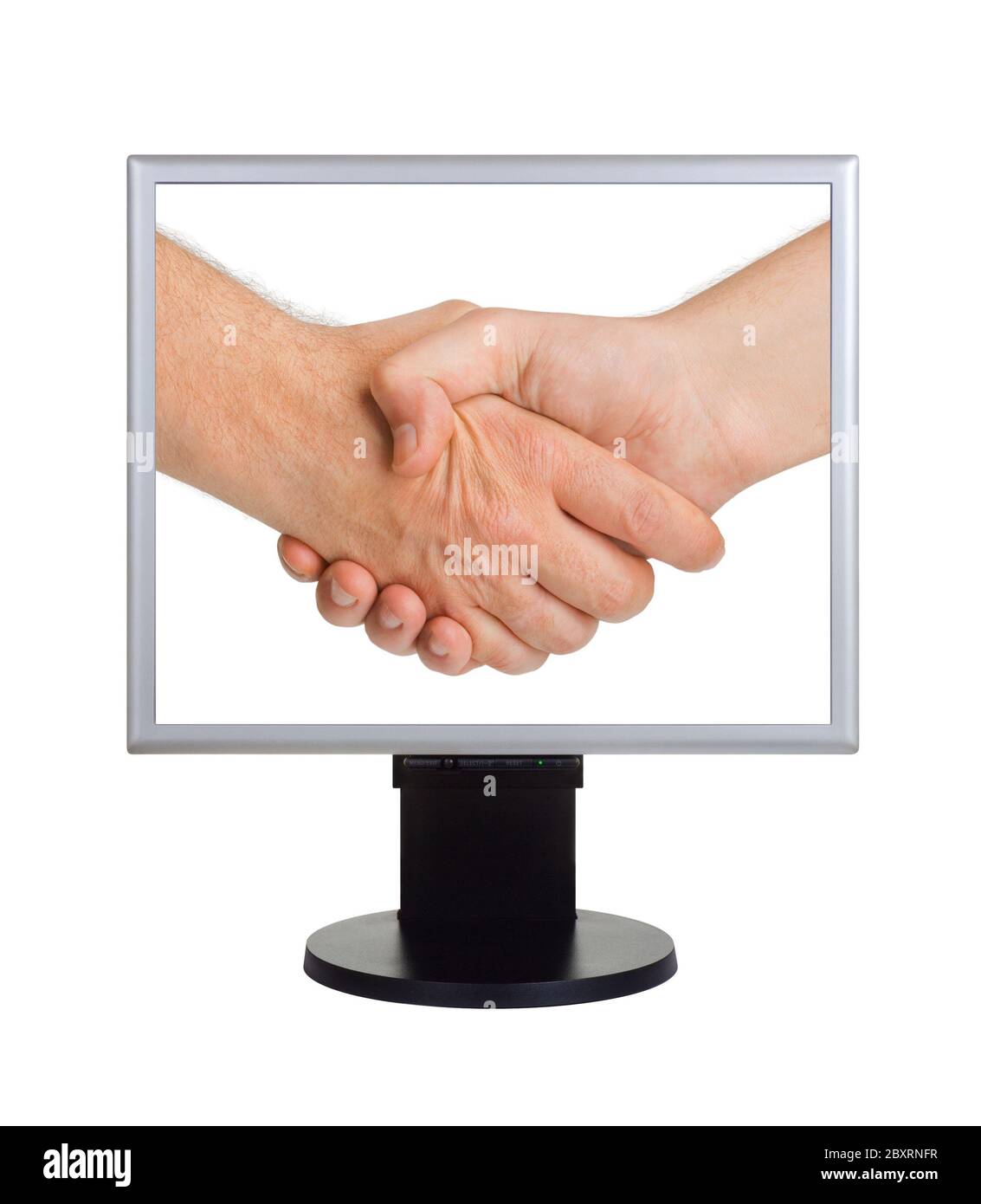 Handshake on computer screen Stock Photo - Alamy