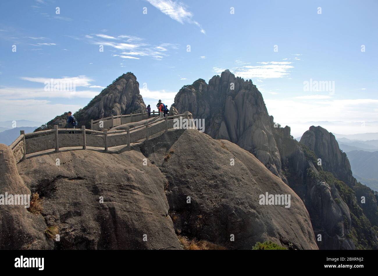 Huangshan Mountain in Anhui Province, China. Tourists taking in the ...