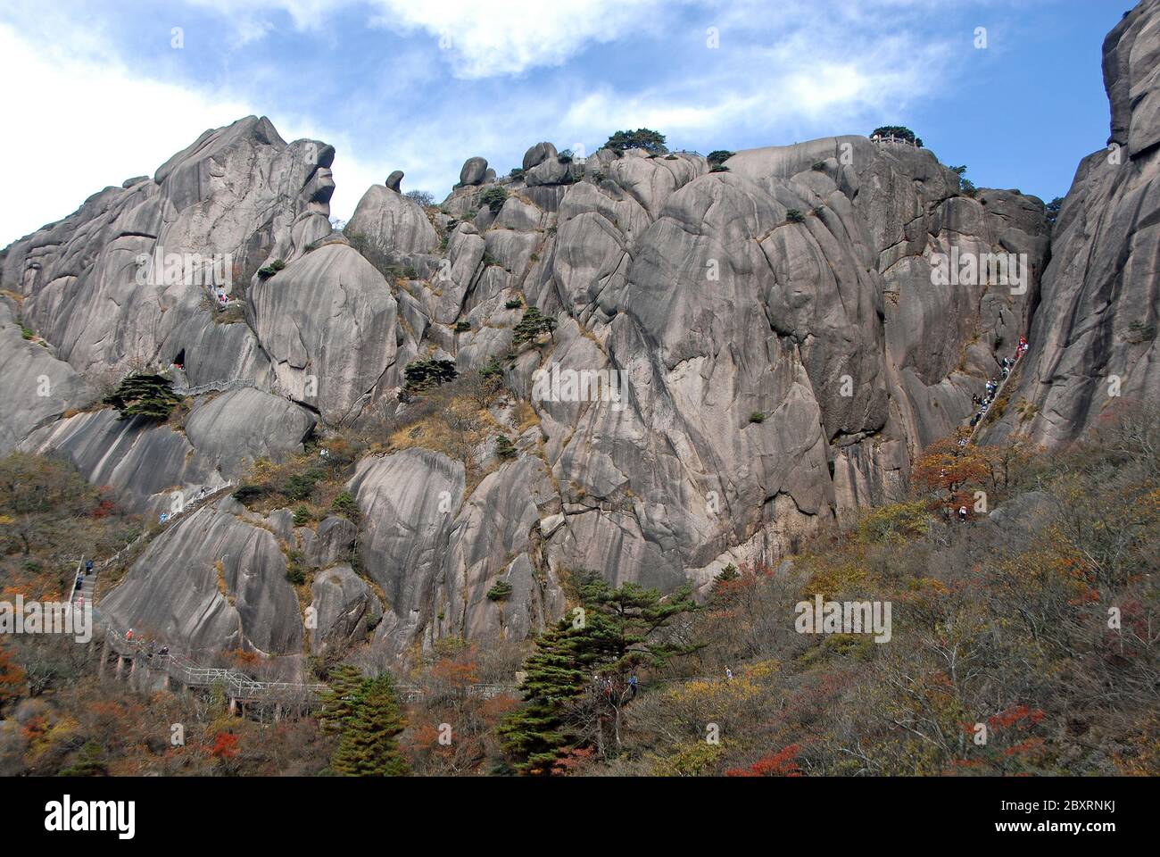 Huangshan Mountain in Anhui Province, China. View of Narrow Cliff ...