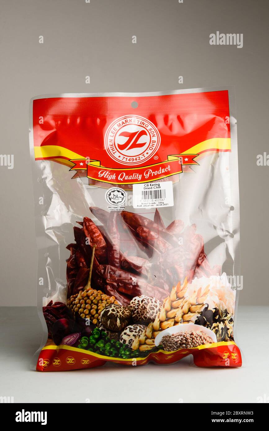 Kuching, Sarawak / Malaysia - April 26, 2020: halal dried chilli in a ...