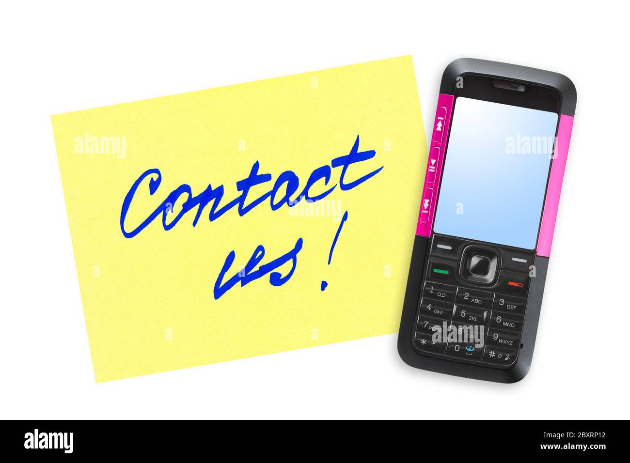 Mobile phone and note paper Stock Photo - Alamy