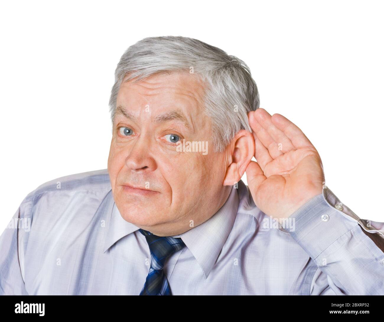 Man in listening pose Stock Photo - Alamy
