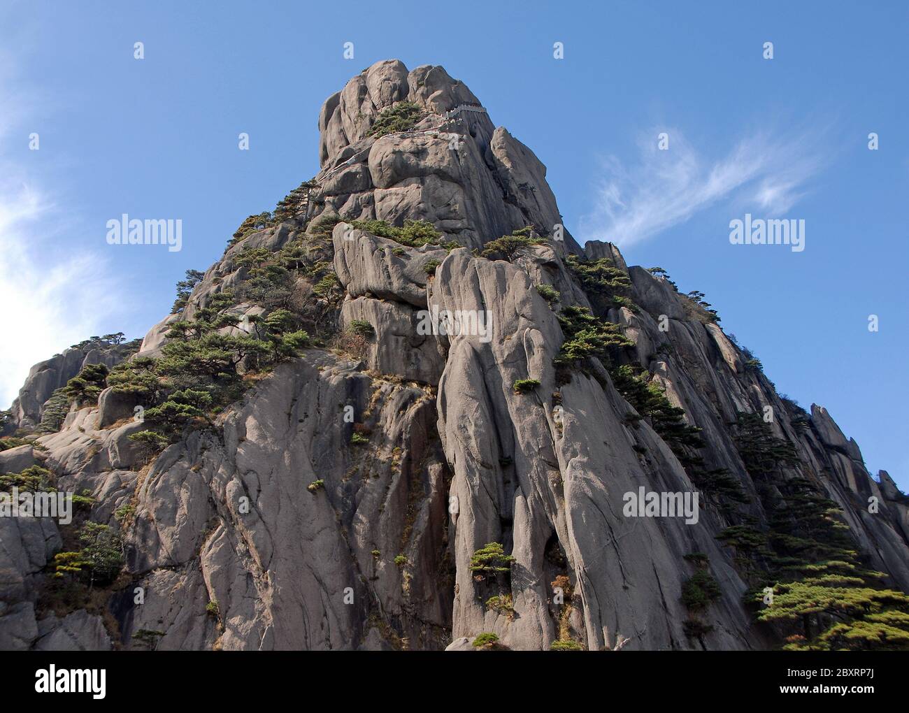 Huangshan Mountain in Anhui Province, China. The summit of Lotus Peak ...
