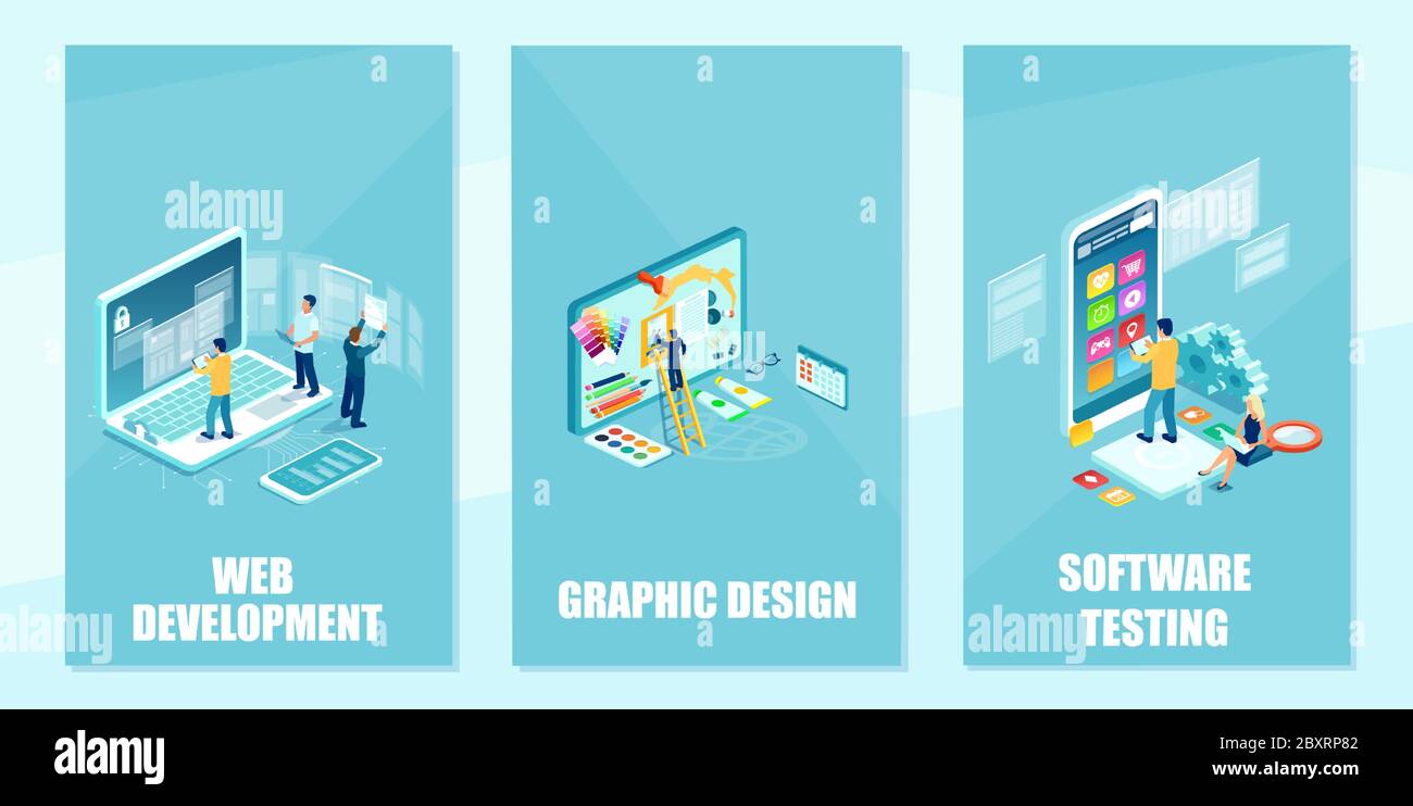 Vector set of an IT team and graphic designer developing website ... Vector set of an IT team and graphic designer developing website ...