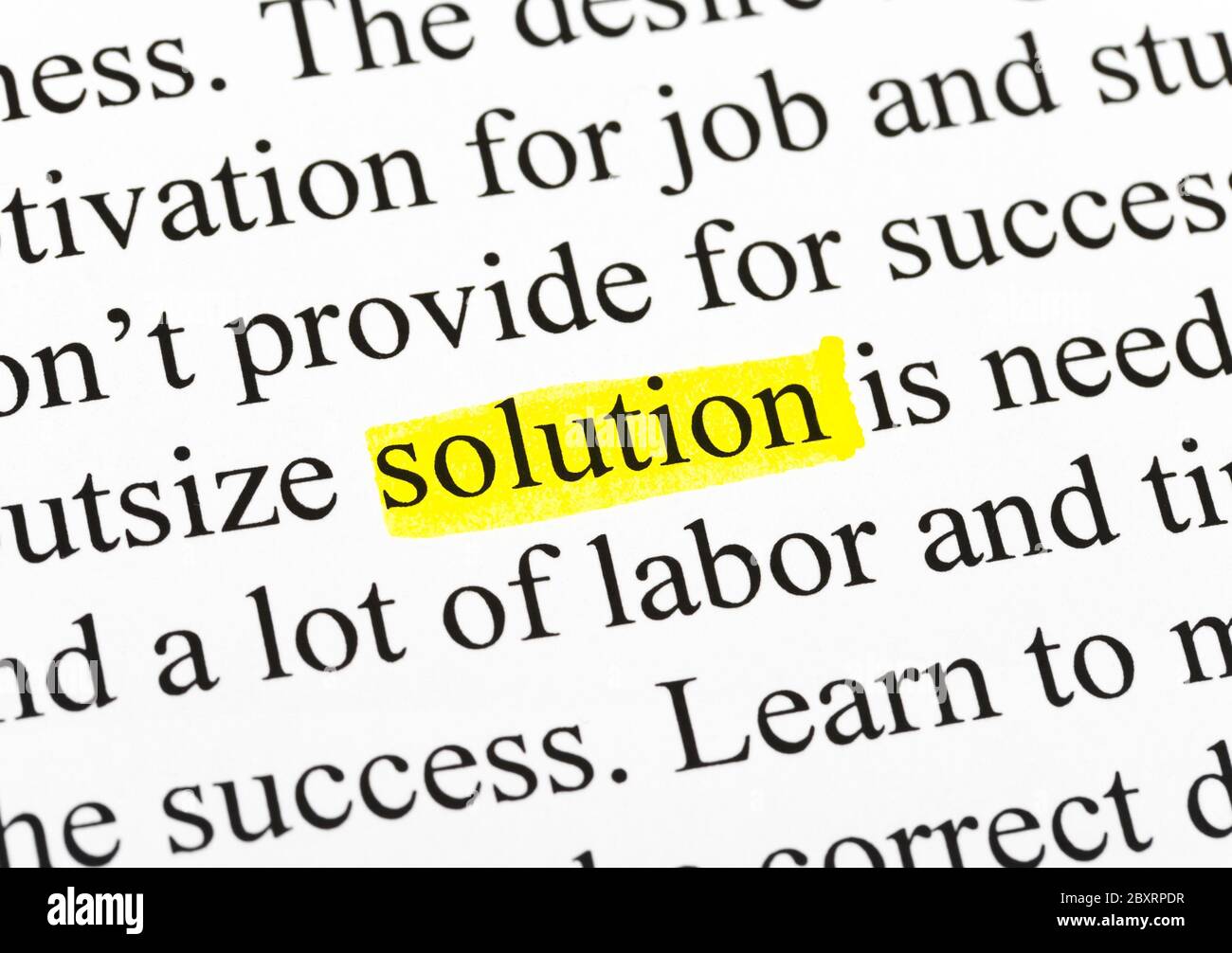 Word solution in text Stock Photo - Alamy