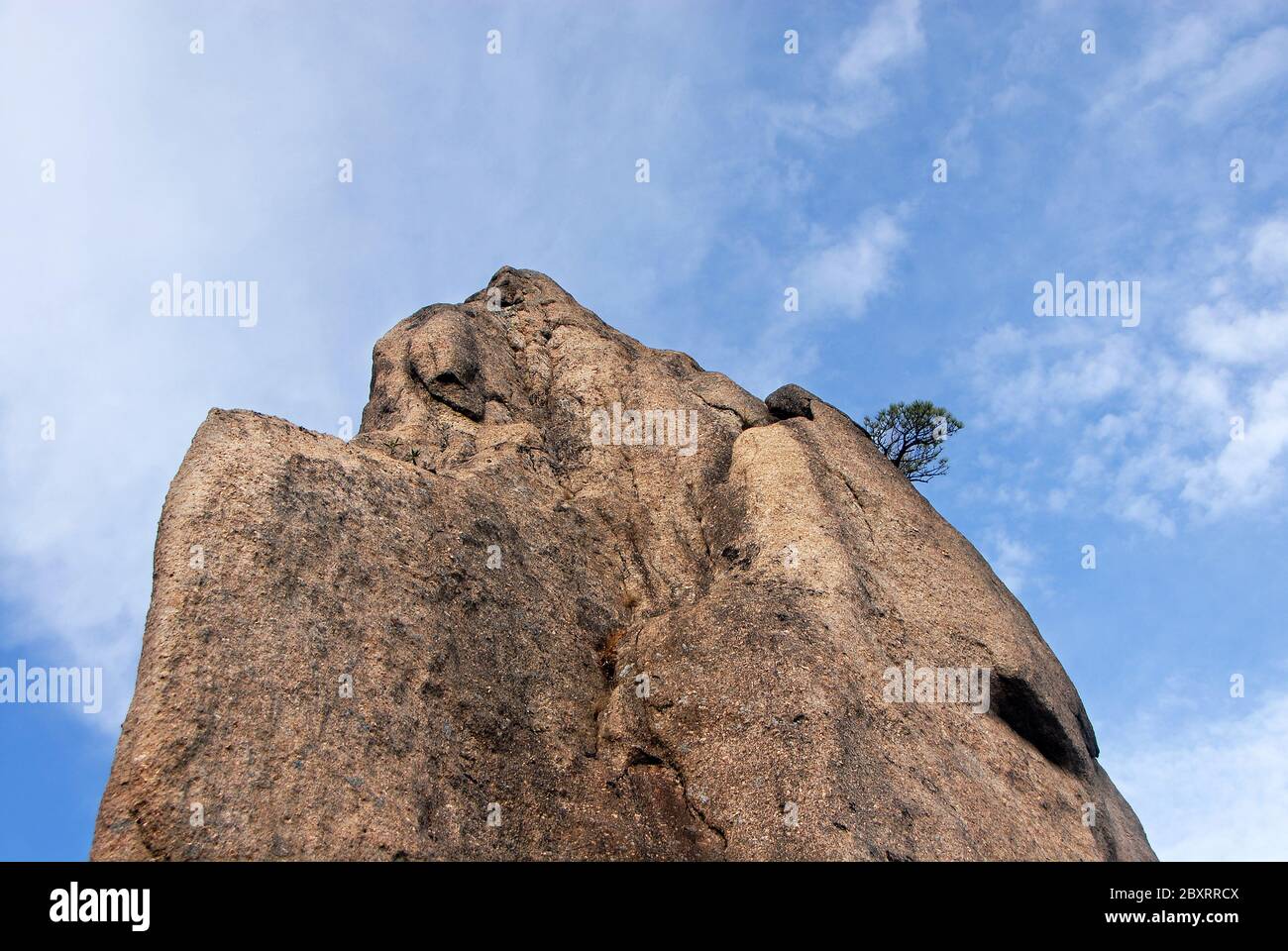 Huangshan Mountain in Anhui Province, China. Close up view of the top ...