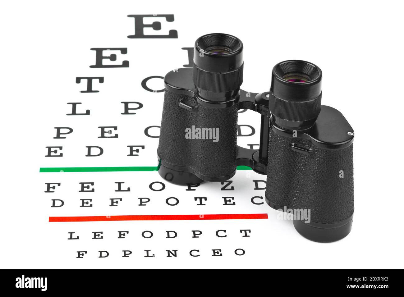 Binoculars on eyesight test chart Stock Photo - Alamy