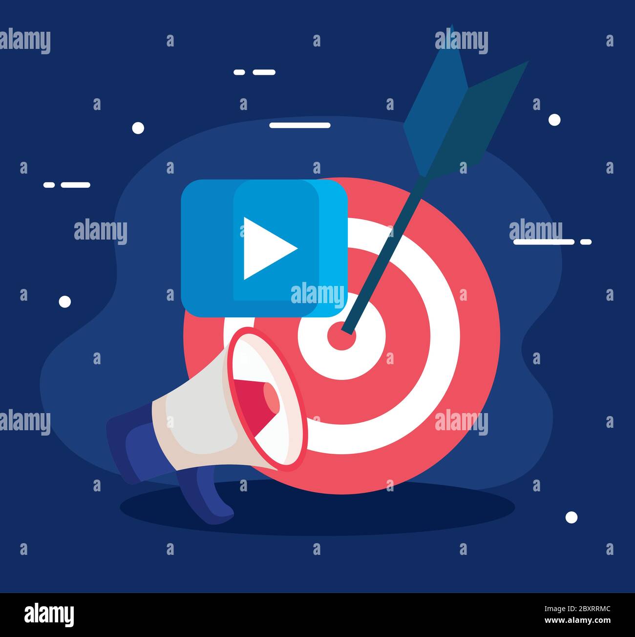 target megaphone and play button of digital marketing vector design ...