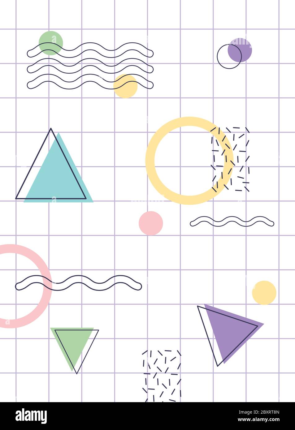 shapes geometric texture memphis 80s 90s style abstract grid background ...
