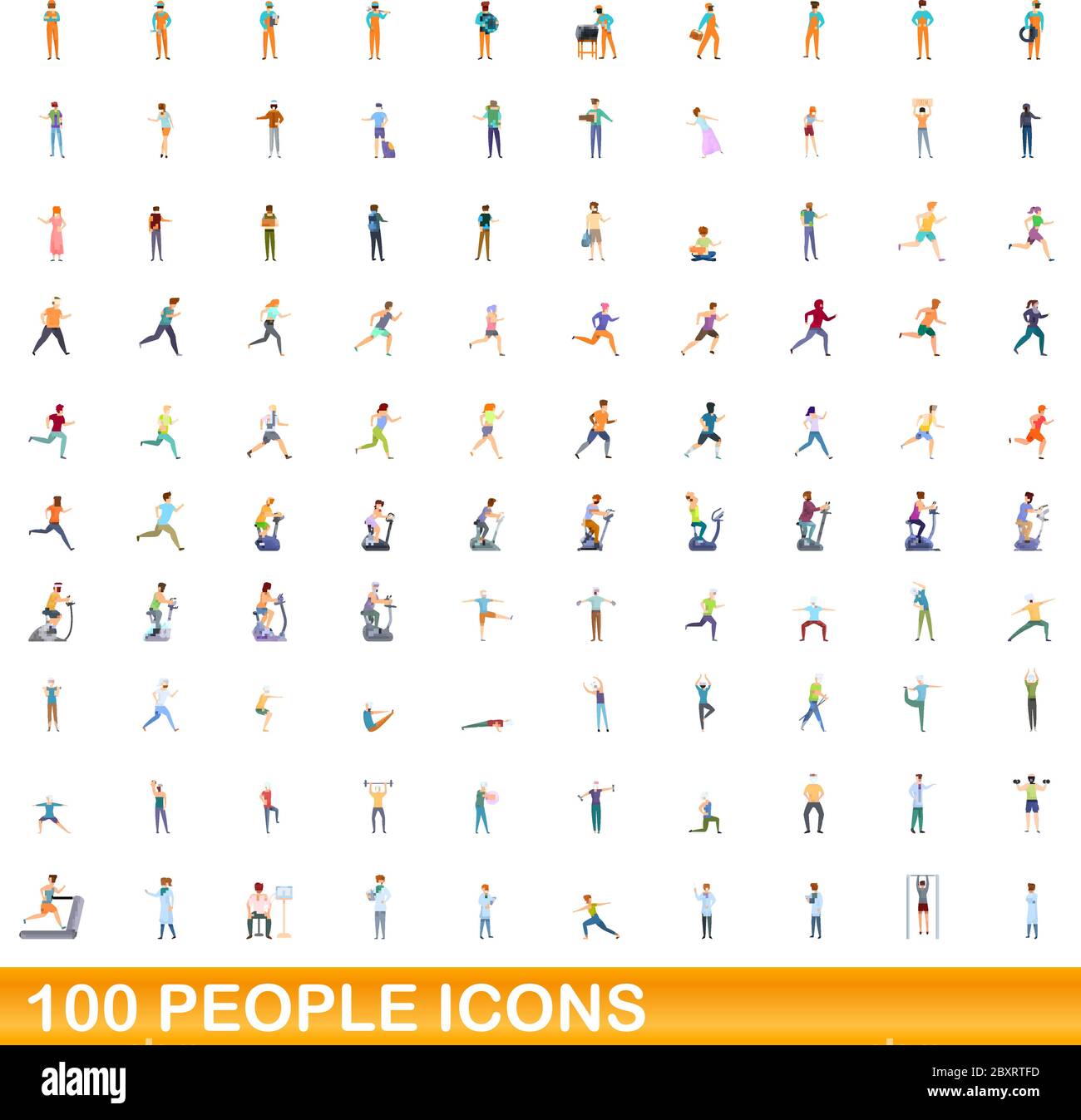 100 people icons set. Cartoon illustration of 100 people icons vector ...