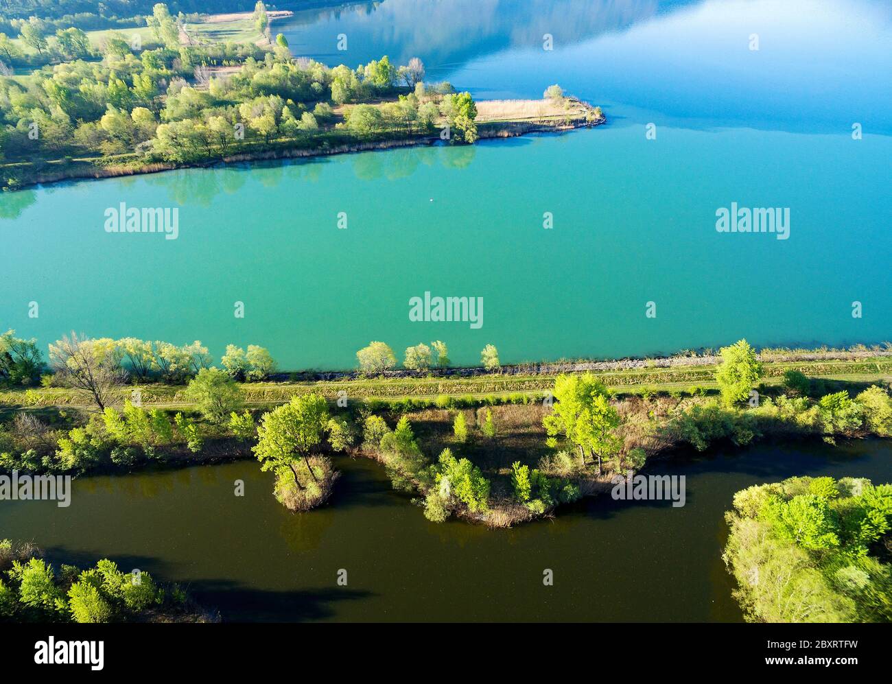 Lake Como (IT) - Entry of the Adda river into the lake Stock Photo - Alamy