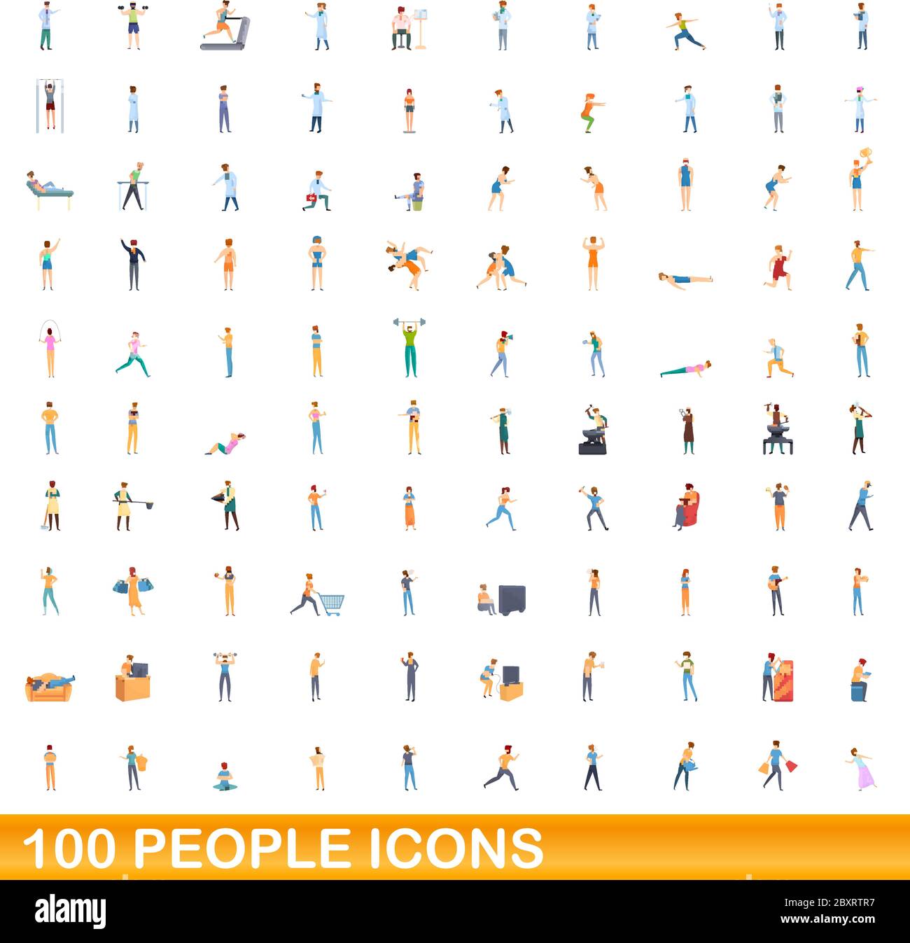 100 people icons set. Cartoon illustration of 100 people icons vector ...
