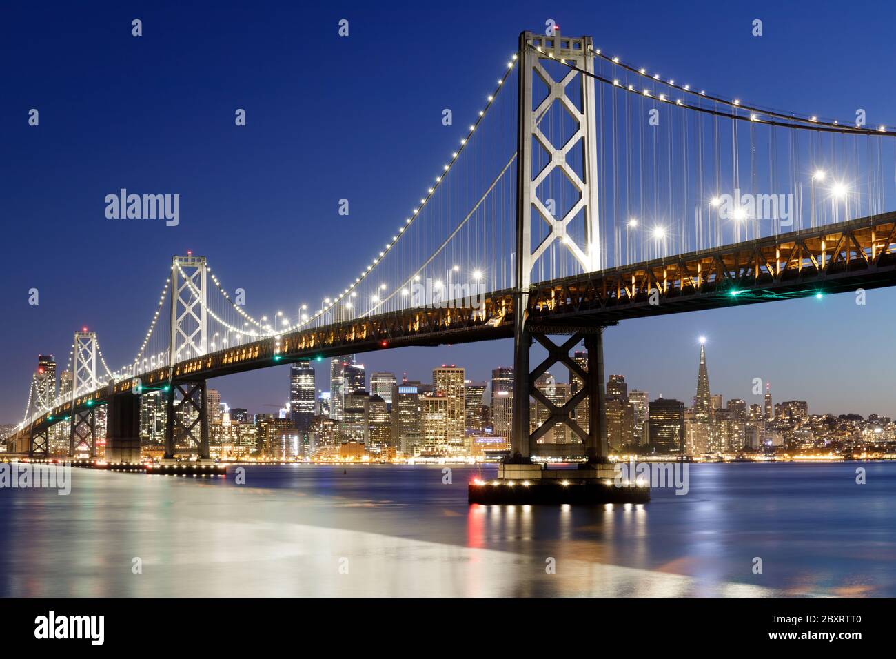 Oakland bay bridge at night oakland bay bridge dusk hi-res stock ...