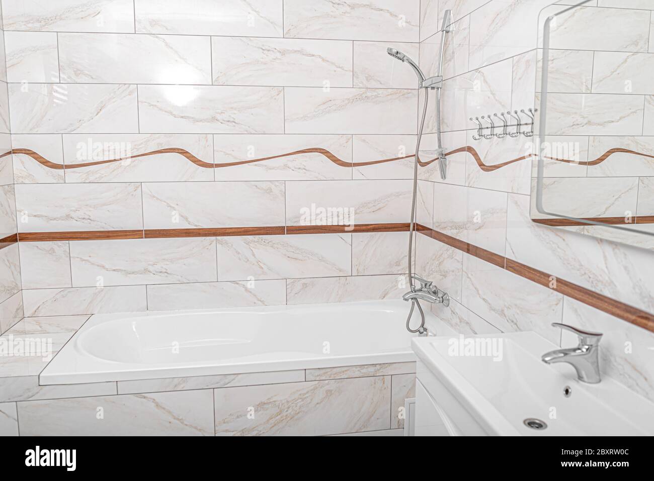 Detail of a modern bathroom interior with luxury shower hi-res stock ...