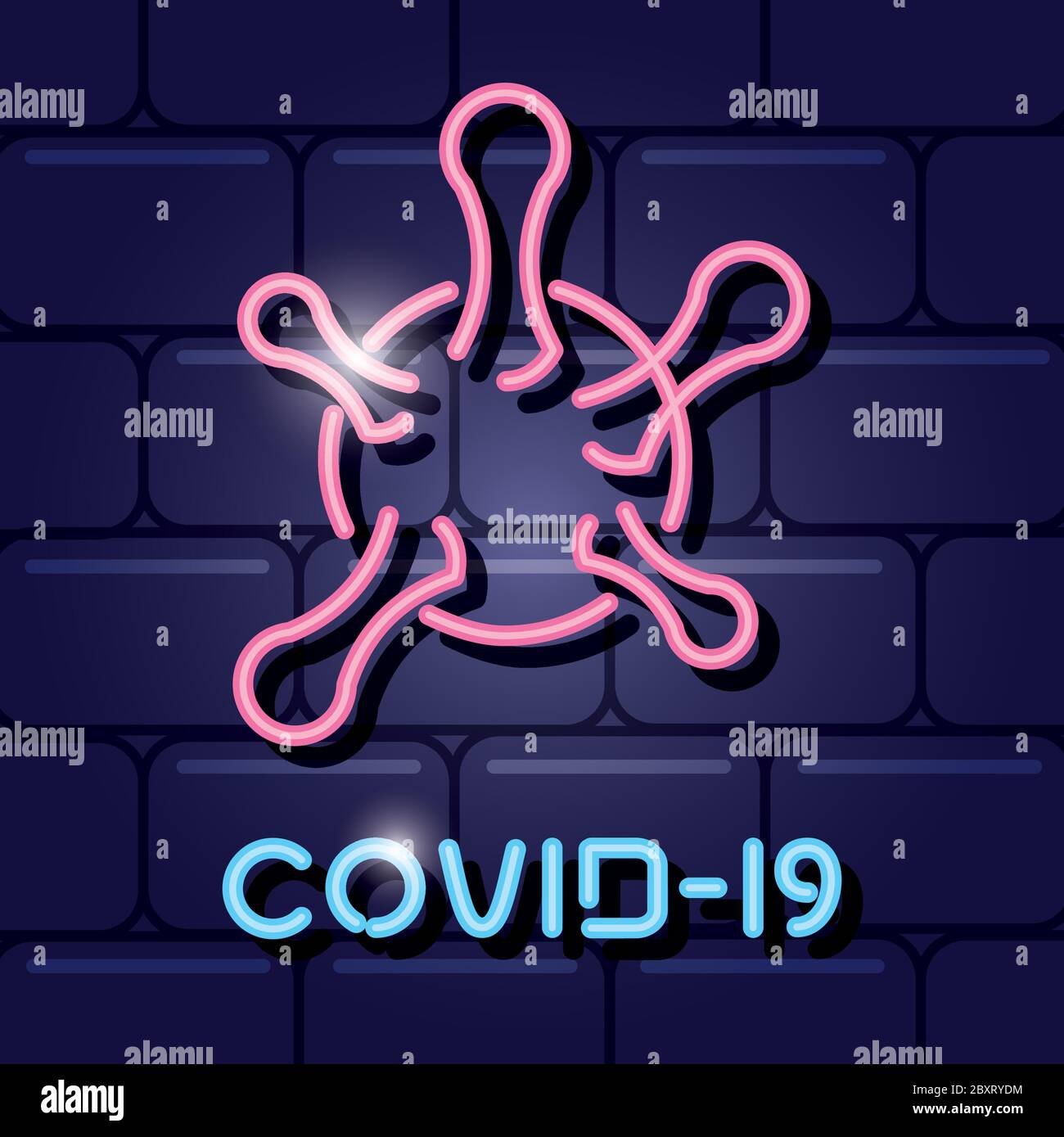 symbol of covid 19 or coronavirus in neon light vector illustration ...