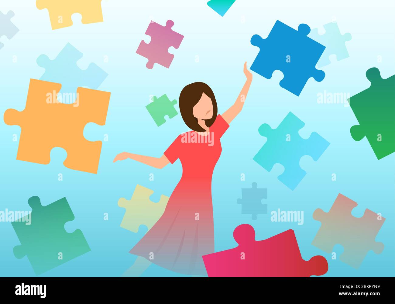 Confused woman puzzle Stock Vector Images - Alamy