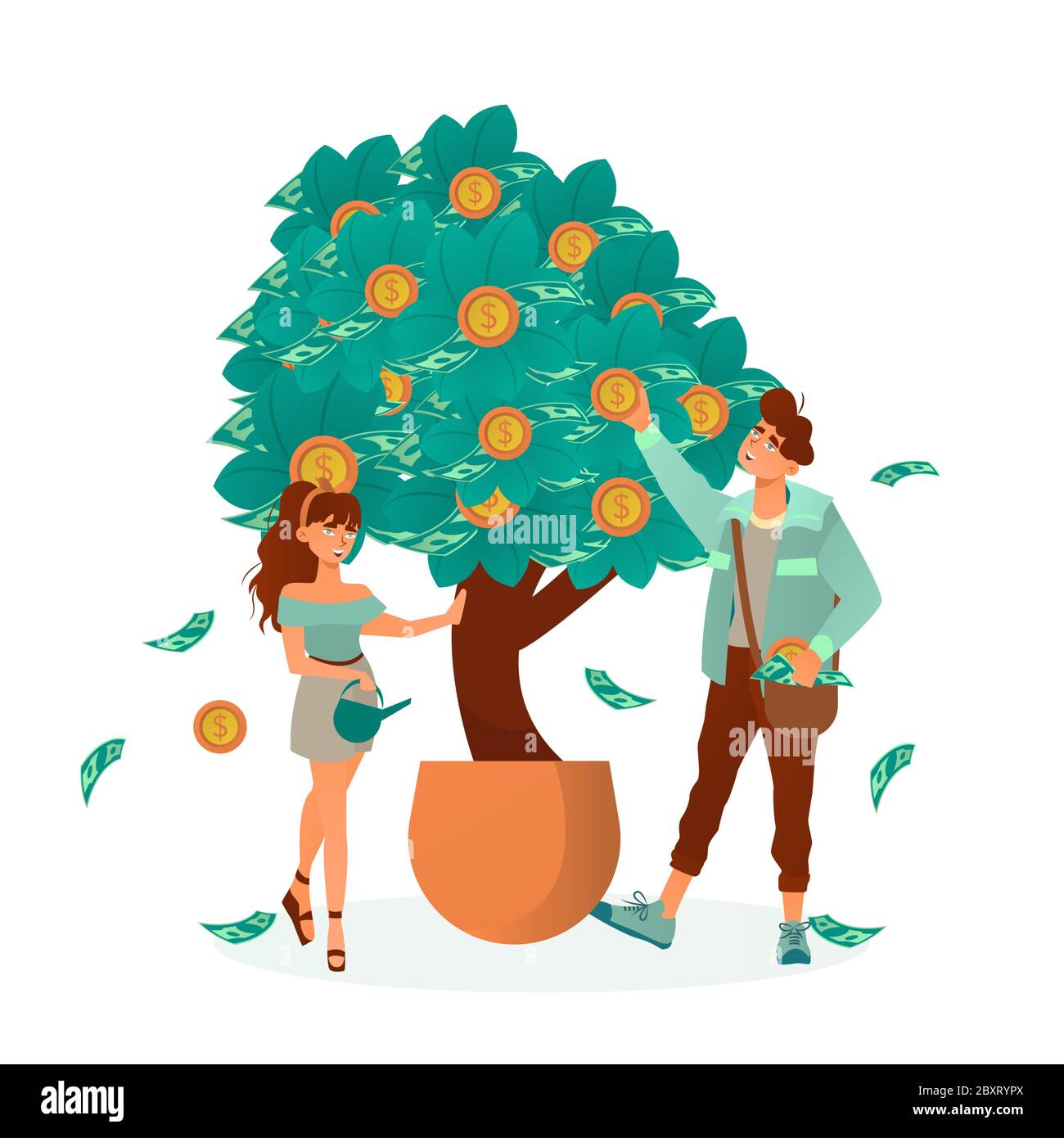 Coin tree Stock Vector Images - Alamy