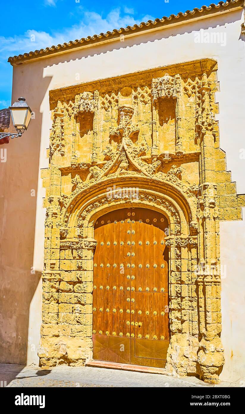 The medieval carved gate of Incarnation Convent, decorated with rich ...