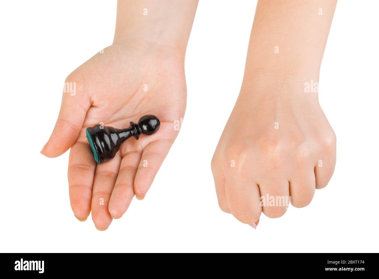 Black chess pawn in hand Stock Photo - Alamy