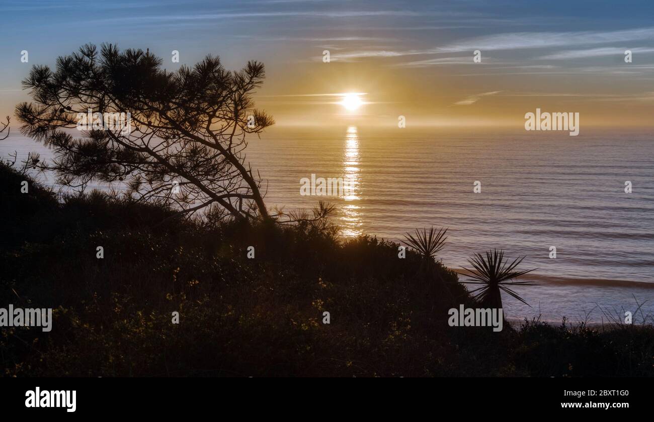 The sunset as seen from the Torry Pines park in San Diego, California ...