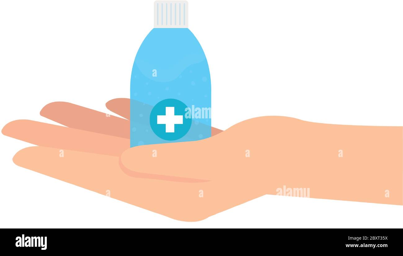 Hand holding bottle soap Stock Vector Images - Alamy